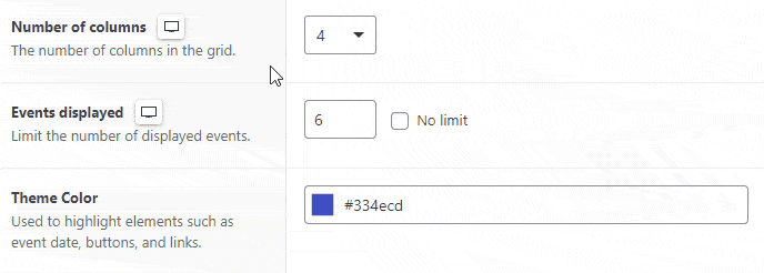 Responsive settings – Event Feed for Eventbrite