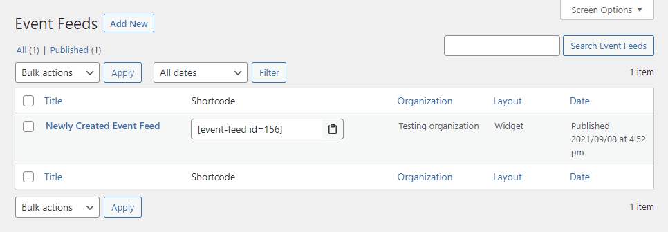 Creating event feed – Event Feed for Eventbrite