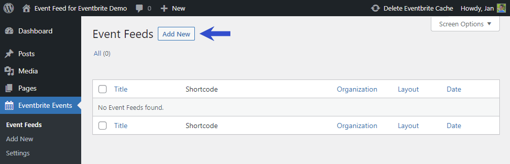 Creating event feed – Event Feed for Eventbrite