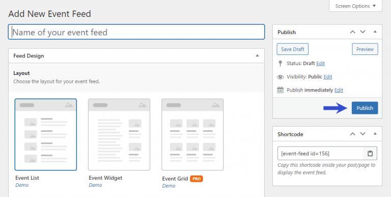 Creating event feed – Event Feed for Eventbrite
